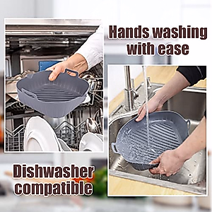 Golden Associate Silicone Liners Square 8.5 Inches 2 Pcs, for Air Fryer Basket, Non-stick Food-grade Reusable Silicone Pot Baking Tray