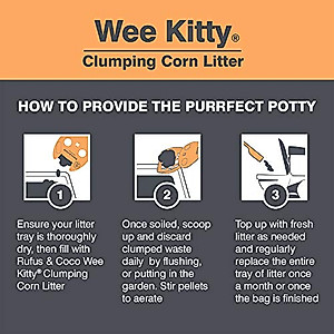 Rufus & Coco WeeKitty | Natural Flushable Clumping Cat Litter | Low Tracking Biodegradable Pellets | Corn 8.8lbs bag