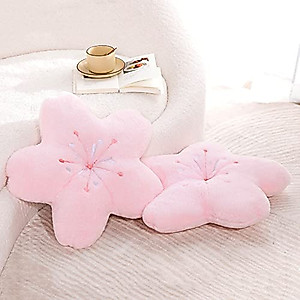 Walbest Cute Sakura Throw Pillows Kawaii Room Decor, Cherry Blossom Plush Pillow Decorative Flower Pillow for Couch Decor Pink 15.75"