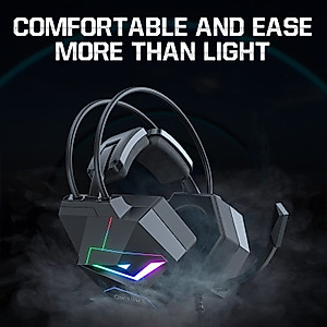 ONITOON Gaming Headset, PS4 7.1 Surround Gaming Headphones with Noise Cancelling Microphone, RGB Streamer Effect, Ultralight Comfortable Soft Flying Wing Head Beam for PS5, PSP, Laptop (7.1 Surround)