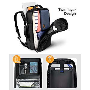 Inateck Cabin Luggage Carry On Backpack for Travel, Flight Approved 40 Litre Business Travel Rucksack Hand Luggage Fit 17 Inch Laptop, with Rain Cover for Men Women - Black