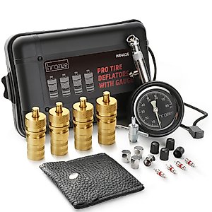 Hromee Automatic Tire Deflators Kit for Jeep, Cars, Trucks, ATV 6-30 PSI Adjustable Air Deflating Set with Gauge