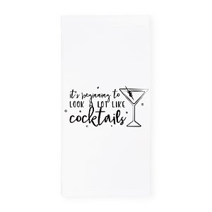 The Cotton & Canvas Co. It's Beginning to Look a Lot Like Cocktails Christmas and Holiday Absorbent Kitchen Tea Towel, Flour Sack Towel Dish Cloth, 1-Count