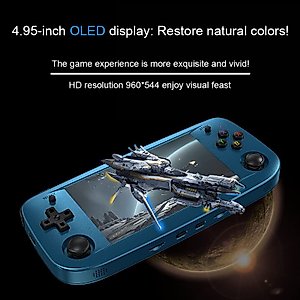 Daxceirry RG503 Retro Handheld Game Console 4.95-inch OLED Screen Linux System RK3566 Support 5G WiFi Bluetooth Portable Video Games Player with 64G Card 4193 Classic Games Gift (RG503-Blue)