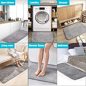 Kitchen Rugs, Anti-Slip Kitchen Rugs and Mats, 2 Pcs Kitchen Mats for Floor, Washable Rug for Kitchen, 17"x48"+17"x24", Grey