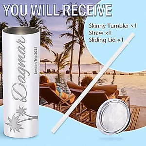 Personalized Beach Vacation Tumbler Gifts Girls Trip Family Travel Stainless Steel Tumbler with Lid and Straw Insulated Weekend Group Travel Coffee Mug Graduation Trip Birthday Gifts for Women Men Mum