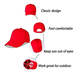 LANGZHEN Cotton Outdoor Toddler Girls Boys Plain Baseball Cap Baby Infant Structured Adjustable Hat for Kids Sun Hat (S-Red)