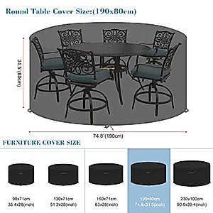 VANSHEIM Patio Table Covers for Outdoor Furniture Cover Waterproof Set Patio Furniture Covers Round Table and Chairs Set Outside Table Cover Waterproof Windproof Heavy Duty Oxford Fabric Ø74.8"x31.5"