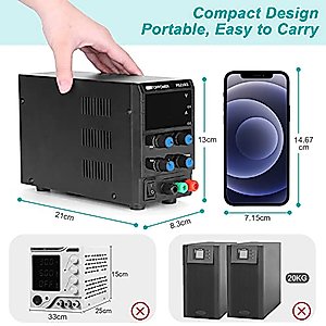 DC Power Supply Variable 3 Digital（35V 5A) CC/CV Mode Single-Output 110V with Alligator to Banana Test Lead,Test Hook Clips, Tweezers for for DIY Electronics Testing, Repairing& Researching