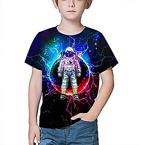 LAIDIPAS Boys Shirts Galaxy Space Tshirts Kids 3D Print Funny T-Shirts for Girls and Boys Size 8-10 Years