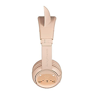 ONANOFF BuddyPhones PlayEars+, On-Ear Bluetooth Kids Headphones with Cat Ears, Volume-Limiting with Microphone, Works Wired or Wireless, 24-Hours Battery Life, for iPhone, iPad, Tablet and More