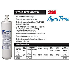 3M Aqua-Pure Under Sink Dedicated Faucet Replacement Water Filter Cartridge, for use with AP Easy Complete system