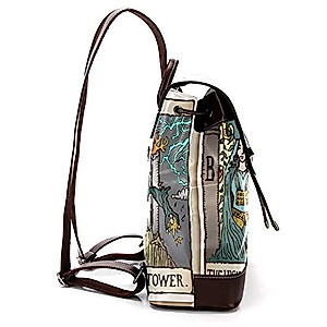 Leather Backpack Shoulder Bag Travel Casual Daypack for Women Ladies Girls with Tarot Card 3