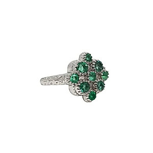 RKGEMS Natural Emerald Ring in 925 Sterling Silver, Genuine Emerald Gemstone-Gift for her-Emerald Jewelry-Rings For women,7 US