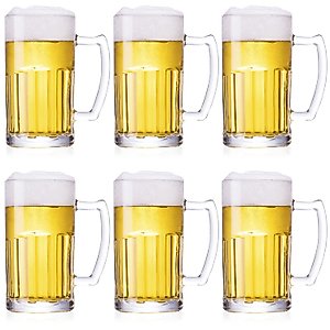 TUSAPAM 6 Pack Heavy Beer Mugs, Large Beer Glasses with Handle, 20 Ounce Glass Steins, Classic Beer Mug glasses Set