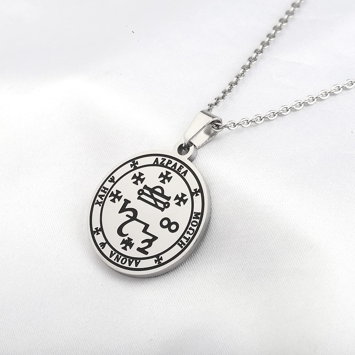 FEELMEM Angel Seal Archangel Azrael Sigil Necklace Amulet Necklace Solomon Talisman Symbol Pendant Talisman Amulet Gift (Angel Seal-necklace)