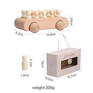10 Wooden Figures in The Car - Wooden Toys Unfinished Wooden Peg Dolls People Figures Shape Preschool Learning Educational Toys Montessori Toys Pretend Play for Toddler