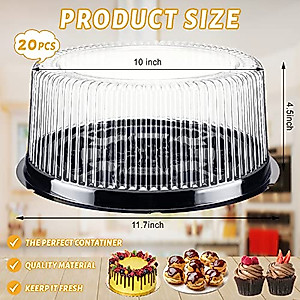 20 Pieces Round Cake Carrier 10 Inch Plastic Containers for Cake Clear PET Cake Transport Container Disposable Cake Containers Carriers with Dome Lids Cake Holder Display Containers for Transport