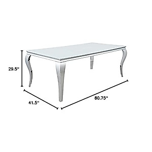 Coaster Home Furnishings Carone Rectangular Glass Top White and Chrome Dining Table (115081)
