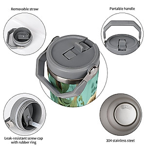 30oz Stainless Steel Insulated Tumbler with Flip Lid & Straw, Leakproof Travel Mug for Car, Hug Tree Sloth Double Wall Vacuum Thermal Coffee Cup with Handle, Spill-Proof Design for Hot/Cold Drinks