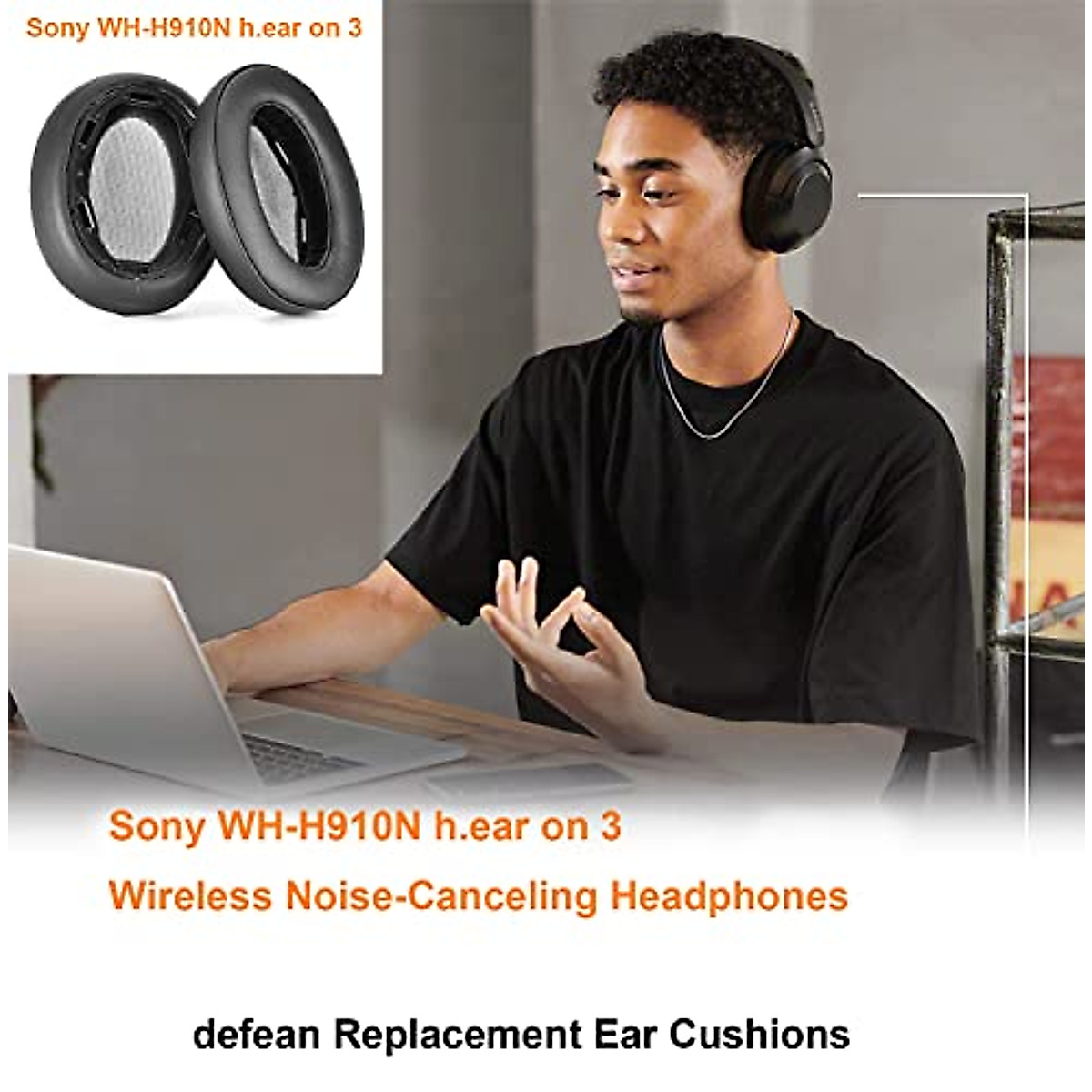 WH-H910N Ear Pads - defean Replacement Ear Cushion Cover Compatible with Sony WH-H910N h.Ear on 3 Wireless Noise-Canceling Headphones (Black)