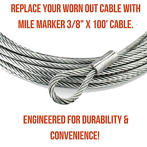 Mile Marker 19-50020C Steel Cable for Winch, 3/8" X 100'
