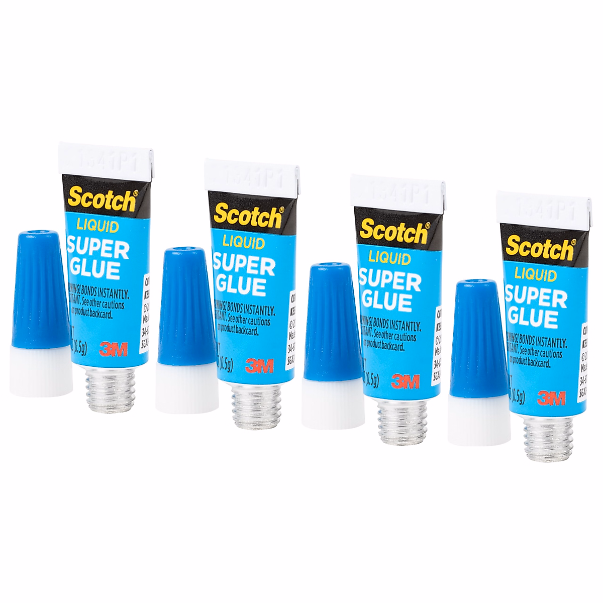 Scotch Super Glue Liquid, 4-Pack of Single-Use Tubes, .017 oz each, Fast Drying Liquid Formula (AD114)(packaging may vary)