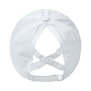 FASHIXD Ponytail Baseball Cap for Women Mesh Quick Dry Baseball Hat with Ponytail Hole (White)