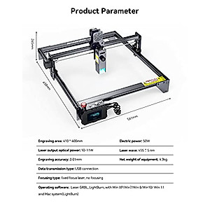 ATOMSTACK X7 Pro 50W Laser Engraver, Laser ingravor Cutter, 10W Output Power CNC Laser Engraver Cutting Machine, Eye Protection Fixed-Focus, DIY Laser Marking for Wood and Metal, 400x410mm