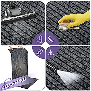 Door Mat Heavy Duty Outdoor Indoor Doormat Low Profile Front Door Mat Large 35x60 inch Gray Striped Entrance Welcome Mats Easy Clean Patio Entrance Mat Waterproof Anti-Skid Rubber Backing