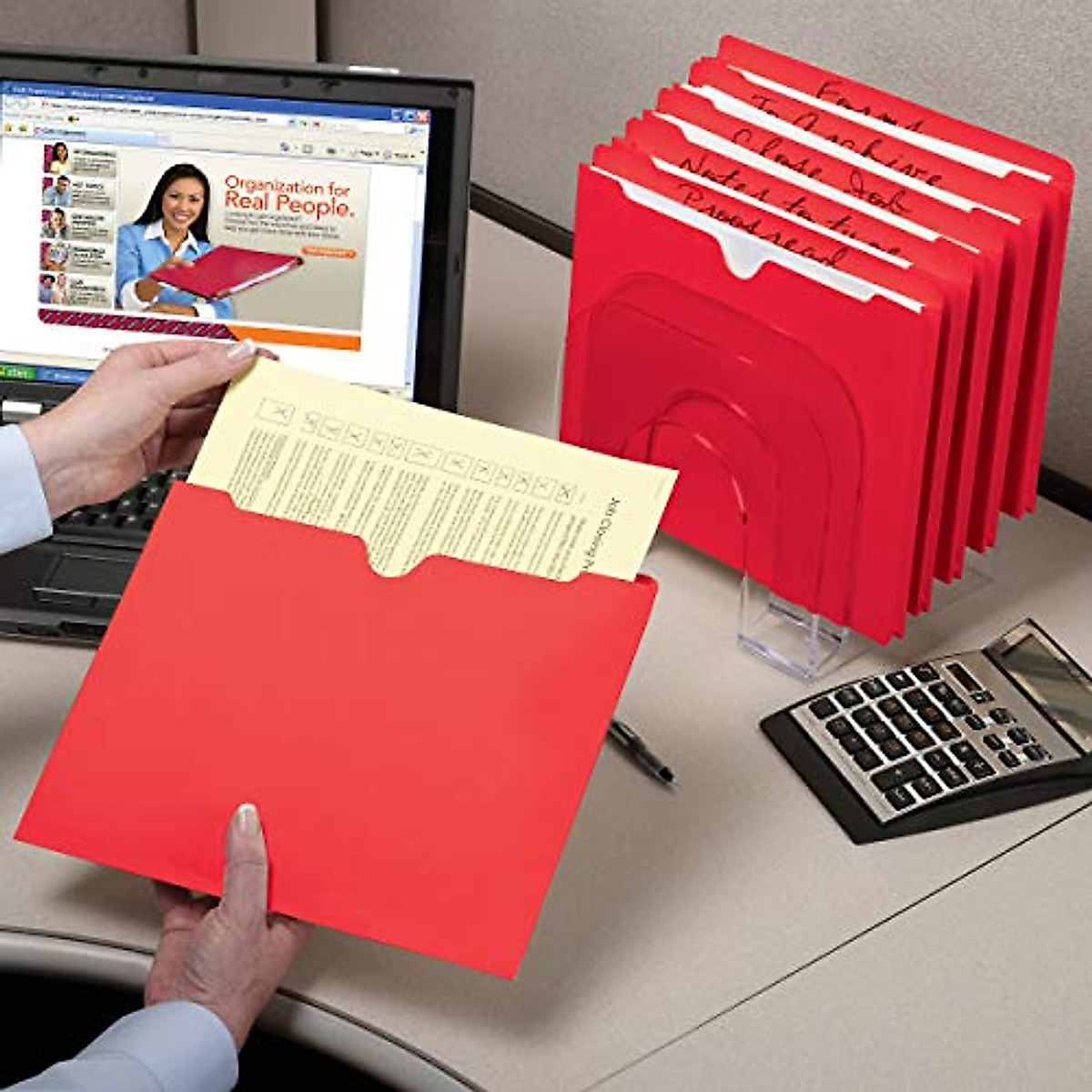 Smead File Jacket, Reinforced Straight-Cut Tab, Flat-No Expansion, Letter Size, Red, 100 per Box (75509)