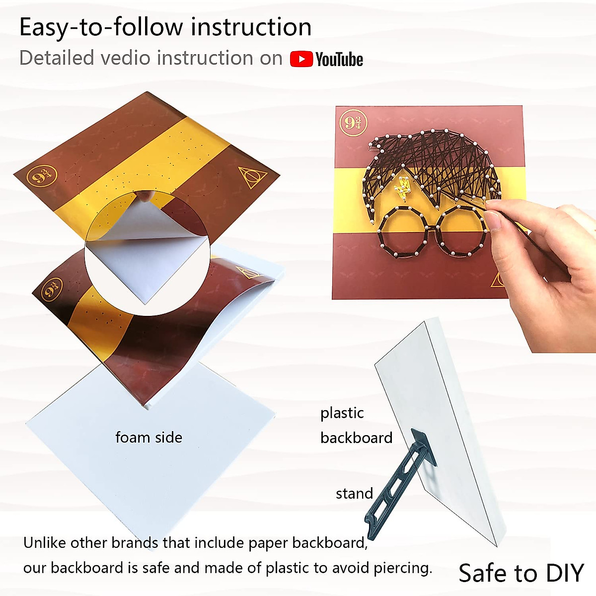 craftstring String Art Kit for Kids and Adults, All-in-One, DIY 2 Large String Art Canvases-Harry Potter and Owl Edition