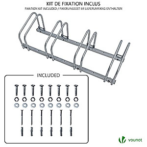 VOUNOT Bike Stand Floor 4 Rack Bike Garage Bicycle Storage Parking Rack Cycle Organizer Locking Stand for Indoor Outdoor