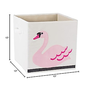 E-Living Store Collapsible Storage Bin Cube for Bedroom, Nursery, Playroom and More 13x13x13 - Swan