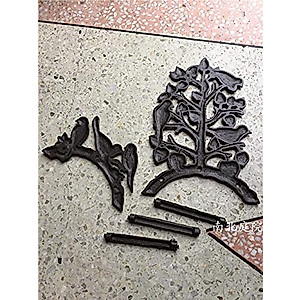 Riyyow Retro cast Iron Wrought Iron six Bird Garden Water Pipe Rack Garden Rack Garden Home Wall Decoration Water Pipe Bracket Drain Pipe-European Style (Color : A)
