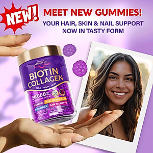 Biotin | Collagen | Keratin | Hyaluronic Acid - Hair Growth Support Supplement | Skin & Nails Beauty Complex 25000 mcg - B1 | B2 | B3 | B6 | B7 - Made in USA - For Women & Men | 60 Capsules