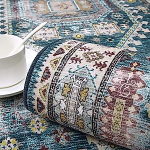 GAOMON Bohemian Washable Area Rug 5x7 Vintage Boho Living Room Rug Non-Slip Nursery Rug for Bedroom, Low-Pile Retro Carpet Print Distressed Entryway Rug for Dining Room Office