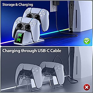 PS5 Controller Charger Charging Station, Dual PS5 Remote Charger Dock with Fast Charging AC Adapter 5V/3A for Playstation 5, OIVO Controller Charging Stand Replacement for DualSense Charging Station