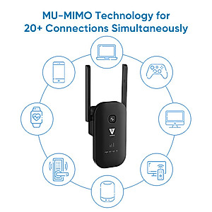 VANIN WiFi Range Extender -1200Mbps WiFi Repeater Wireless Signal Booster 2.4 & 5GHz Dual Band WiFi Extender with 2 Gigabit Ethernet Port, AP & Router Mode, 360°Full Coverage, Simple Setup