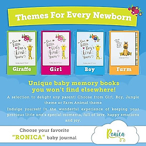 Ronica Memory Book for Baby Girl - Photo Album, Easy to Use Keepsake Scrapbook - Modern Keepsake for New Parents to Record Photos & milestones