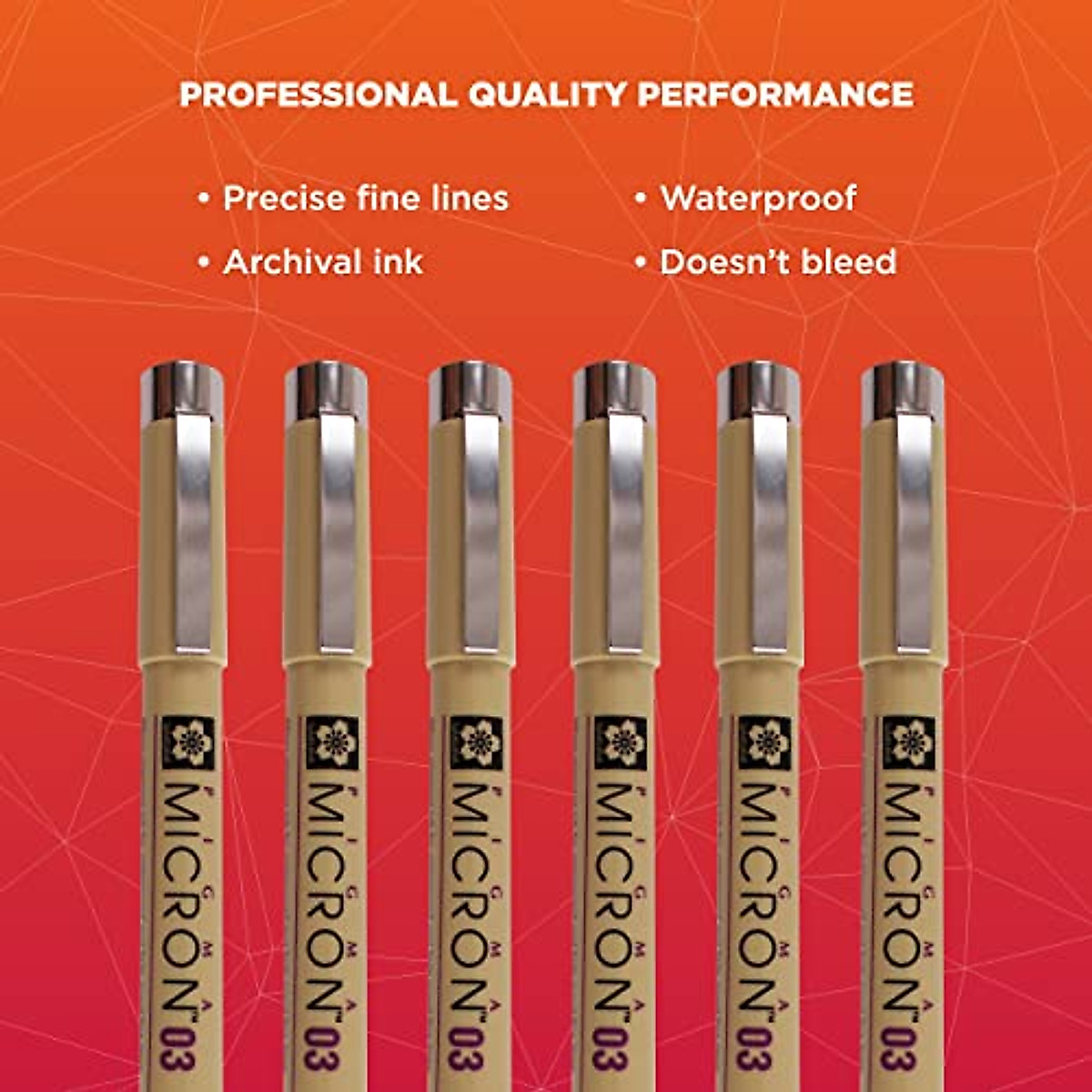 Sakura Pigma 50037 Micron Blister Card Ink Pen Set, Black, 03 6CT