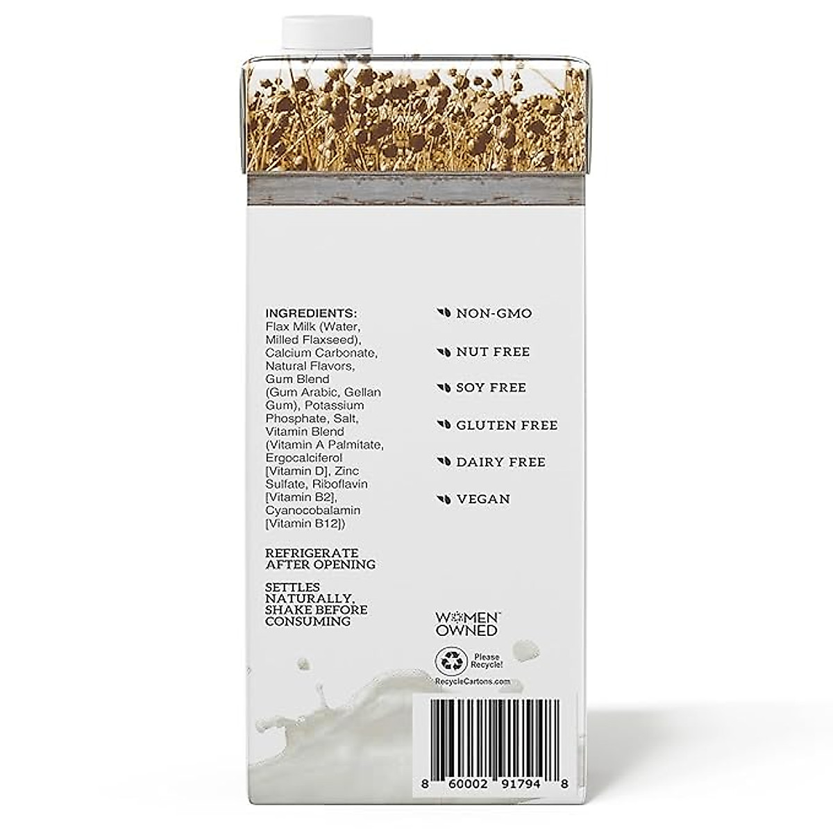 Manitoba Milling Company Unsweetened Flax Milk, 32 Ounce (Unsweetened Original) 4pk, Plant-Based Non-Dairy Milk Alternative with Omega-3, 4 g Protein, Fiber, Lignans | Shelf Stable