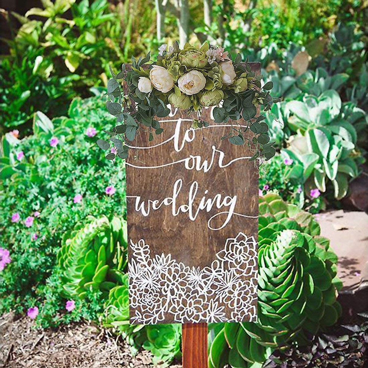 JVSISM Floral Swag, Peony Flowers and Eucalyptus Leaves, Front Door Lintel Swag, for Wedding Wall Window Arch Home Garden Decor