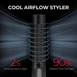 TYMO AIRFLOW Styler Curling Iron - Flat Iron Hair Straightener and Curler 2 in 1, Ionic Ceramic Hair Waver Curing Wand for Short Hair, Lightweight & Dual Voltage for Travel, Anti-Scald, 5 Temps