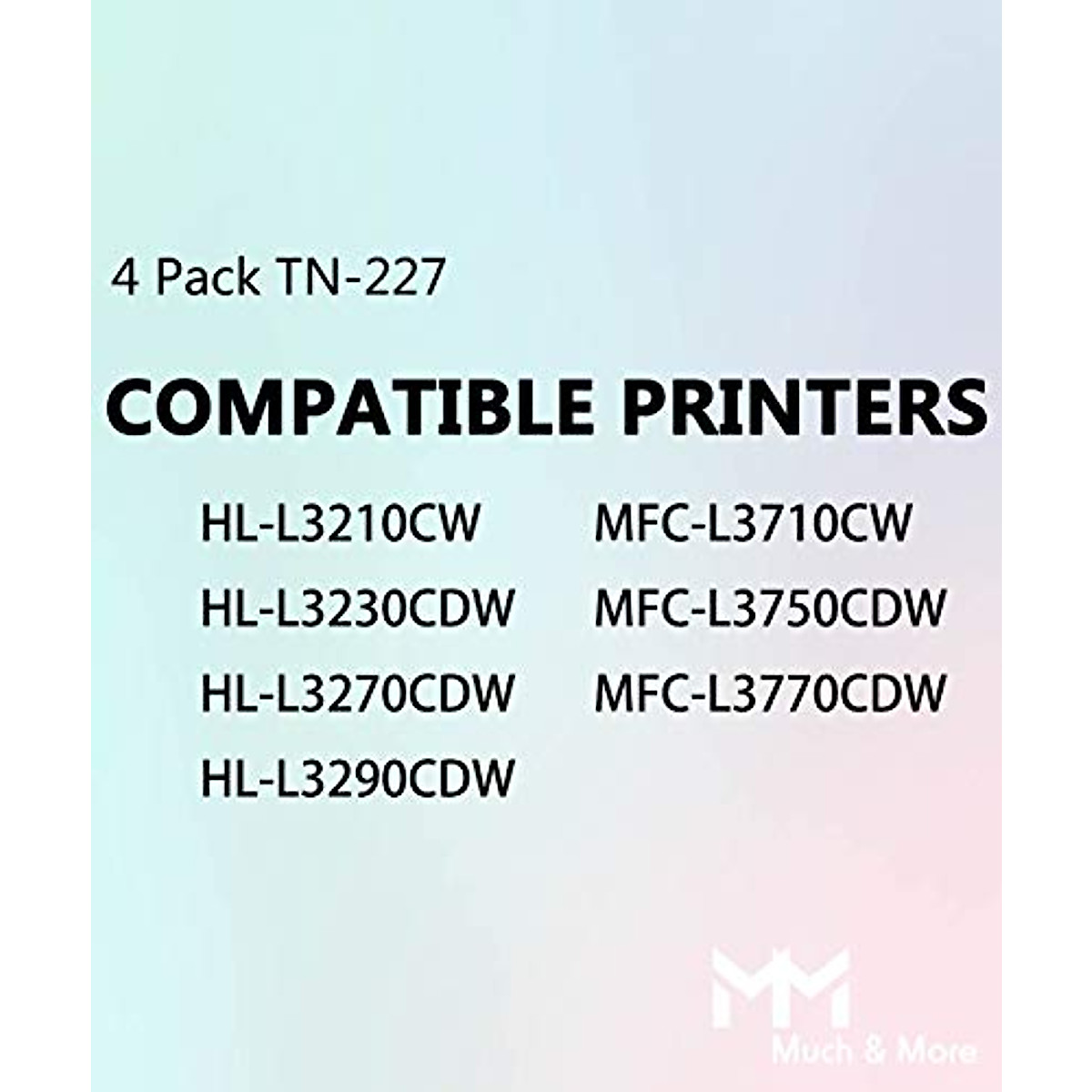 MM MUCH & MORE Compatible Toner Cartridge Replacement for Brother TN227 TN-227 TN223 TN-223 High Yield for HL- L3210CW L3230CDW L3270CDW L3290CDW MFC-L3710CW L3750CDW L3770CDW (BK, C, Y, M, 4-Pack)