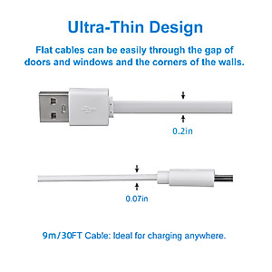 30FT Power Extension Cable Compatible with Wyze Cam v3, Wyze cam OG,Wyze Cam Pan, NestCam Indoor,Blink,Amazon Cloud Camera,USB to Micro USB Durable Charging for Camera (1pack)