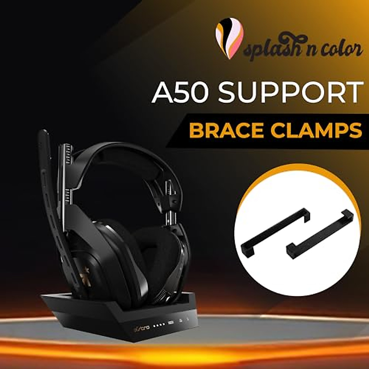 SplashNColor A50 Support Brace Clamps Upgrade for Cushion - Enhance Your Headphone Comfort with Durable and Secure Fit - Compatible with Astro A50 Gen. 4 and Mod Kit - 2 Pack Black