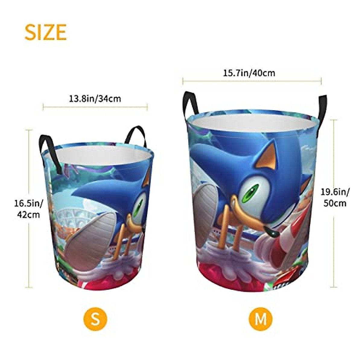 ZHANGJQ Soni_c Hedg-ehog Laundry Hamper Large Laundrys Basket Waterproof Foldable with Handles 62L Round Storage Bag,Bathroom/Bedroom/Dorm