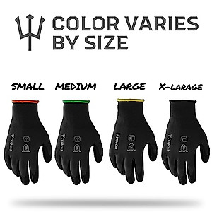 Trident Gloves: Work Gloves with Grip - All-Purpose Cut Resistant Gloves & Working Gloves for Men and Women - Breathable, Touchscreen Compatible & Durable Nitrile Coated Work Gloves - 6 Pairs, Small