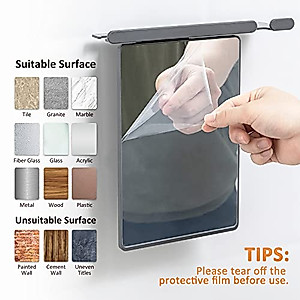 SWAMTIK Shower Mirror Fogless for Shaving with Razor Holder, Large Anti Fog Mirror Fogless Suction Wall Mounted NO-Drilling & Removable, Shatterproof & Waterproof - Men and Women (Grey)